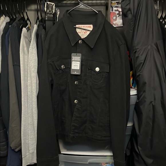 Jackets & Coats | Chief Keef True Religion Mens Black Denim Jacket ...